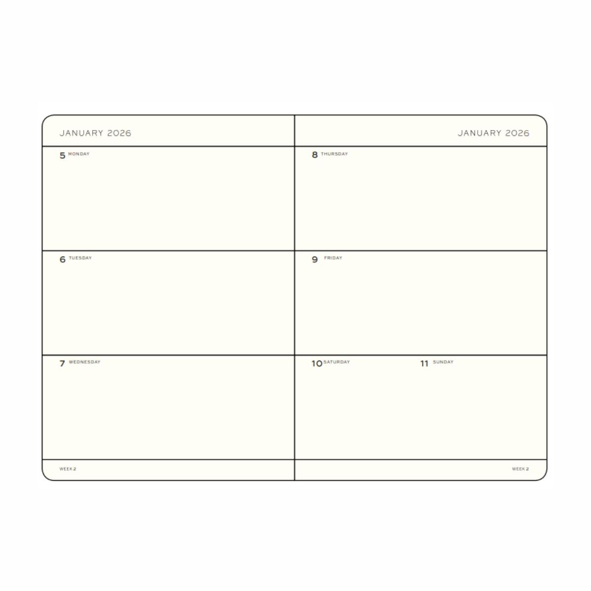 LEUCHTTURM1917 Εβδομαδιαίο Planner 2026 B6+ Σκληρό Εξώφυλλο Ink